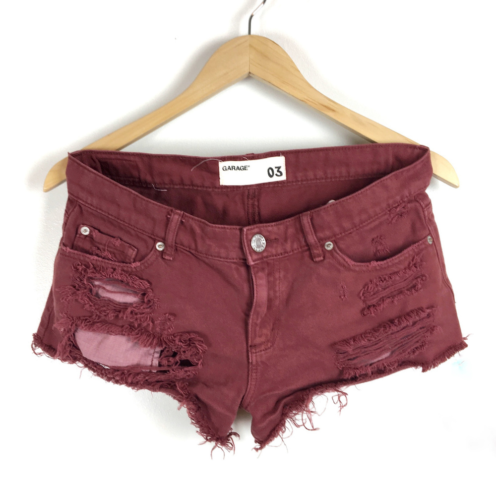 Garage Red Distressed Festival Shorts Size 3 - Gem
